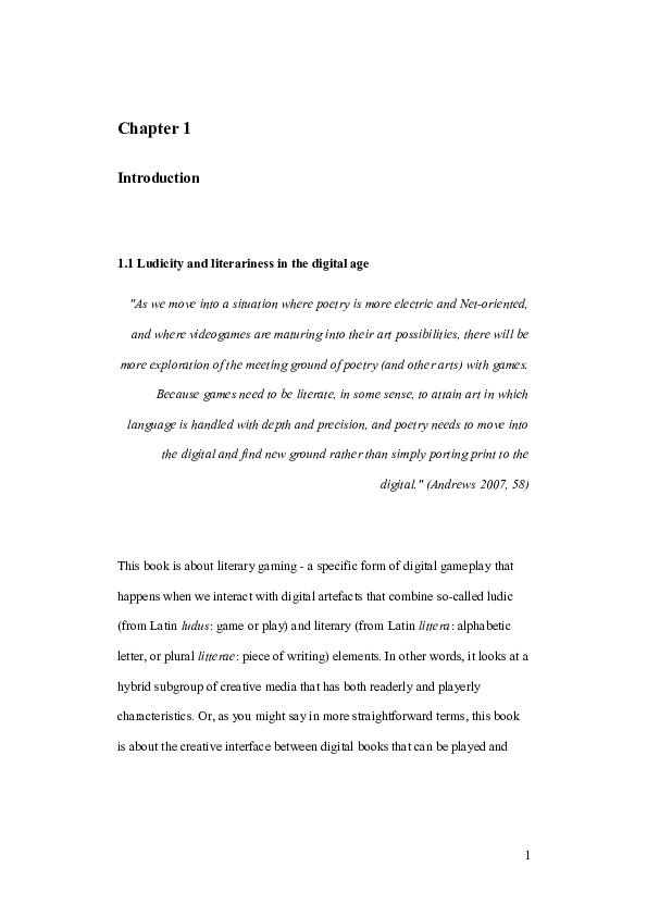 (DOC) Literary Gaming