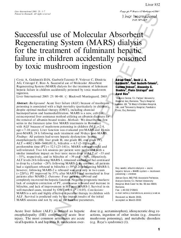 (PDF) Successful use of Molecular Absorbent Regenerating System (MARS ...