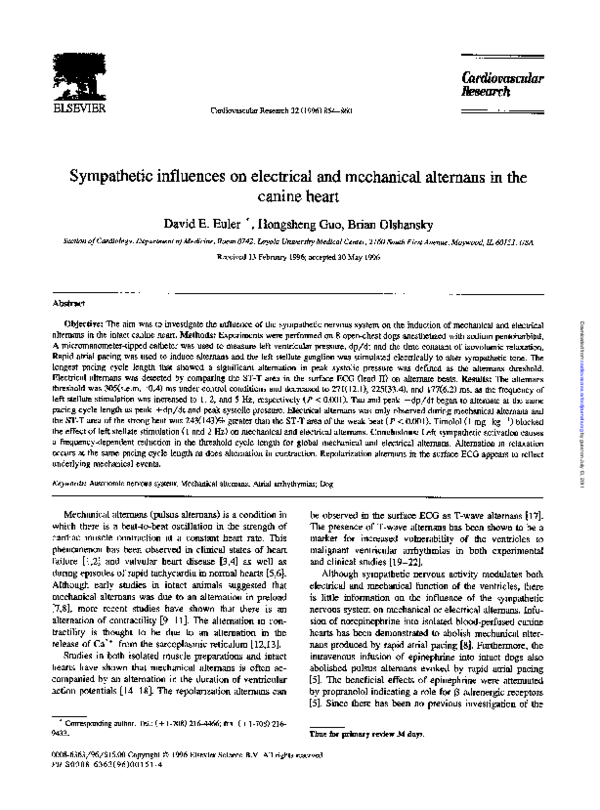 (PDF) Sympathetic influences on electrical and mechanical alternans in ...