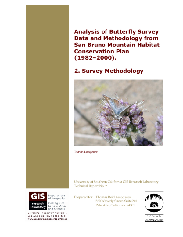 (PDF) Analysis of Butterfly Survey Data and Methodology from San Bruno ...
