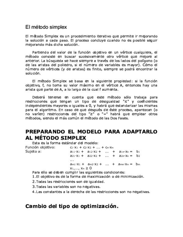 (DOC) El método simplex