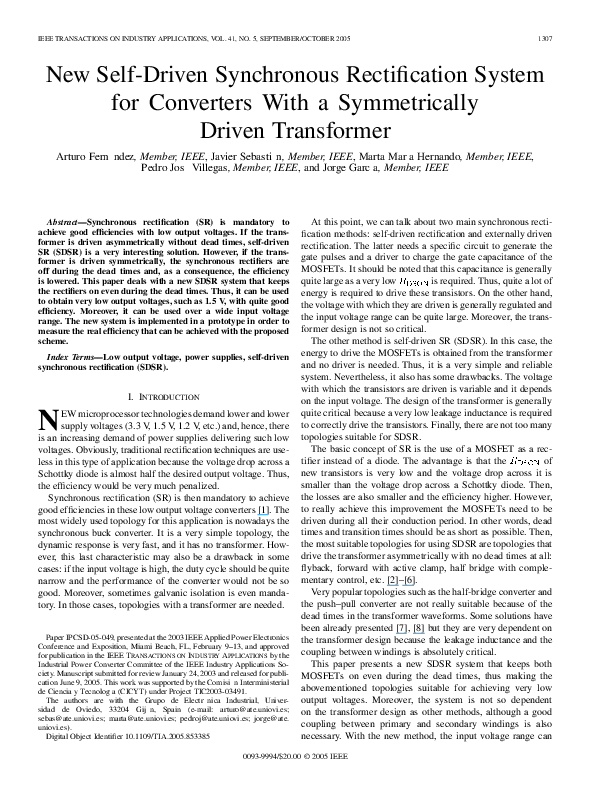 Pdf New Self Driven Synchronous Rectification System For Converters With A Symmetrically