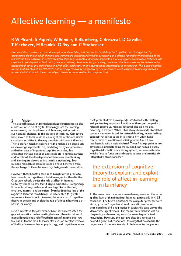 (PDF) Affective Learning — A Manifesto