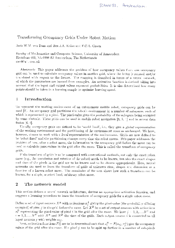 (PDF) Transforming Occupancy Grids Under Robot Motion