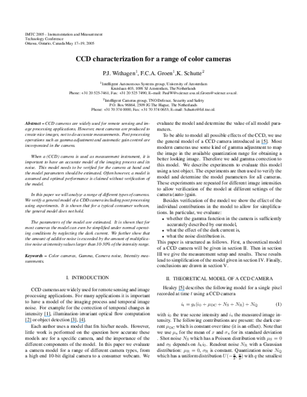 (PDF) CCD characterization for a range of color cameras