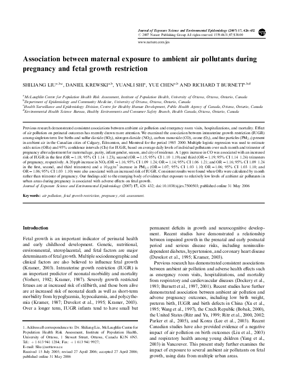 (PDF) Association Between Maternal Exposure to Ambient Air Pollution and Congenital Heart ...