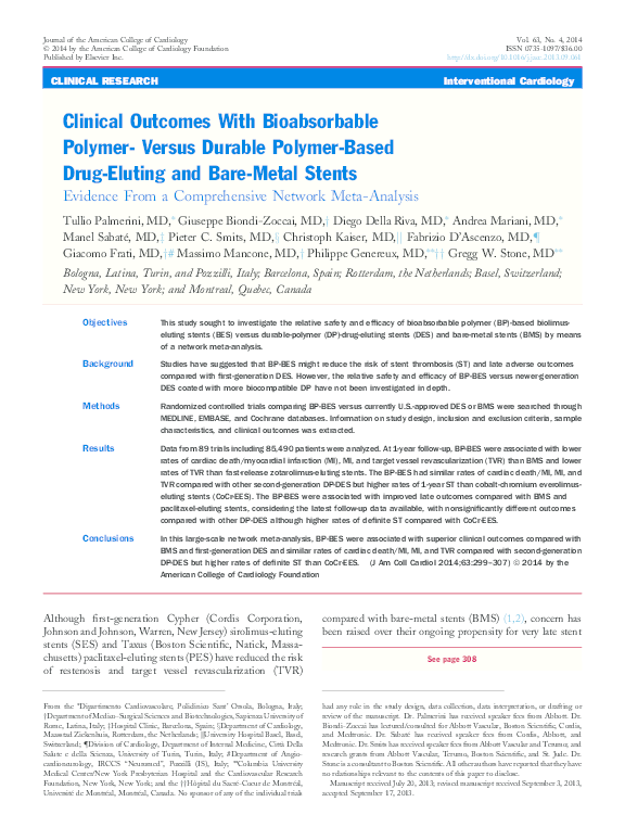 (PDF) Clinical Outcomes With Bioabsorbable Polymer- Versus Durable ...