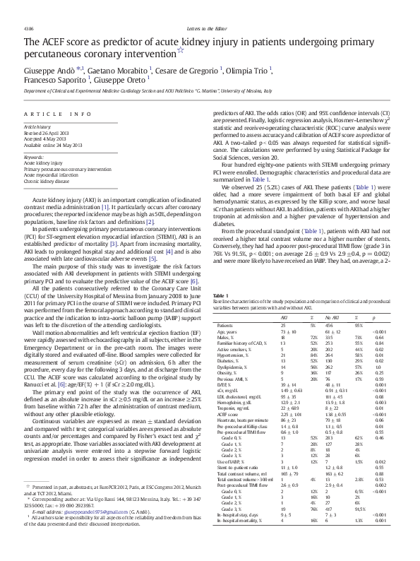 (PDF) The ACEF score as predictor of acute kidney injury in patients ...