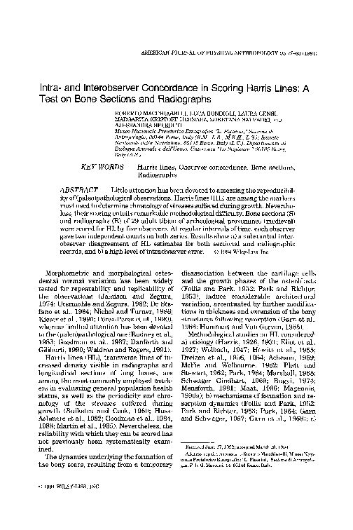 (PDF) Intra- and interobserver concordance in scoring Harris lines: A ...