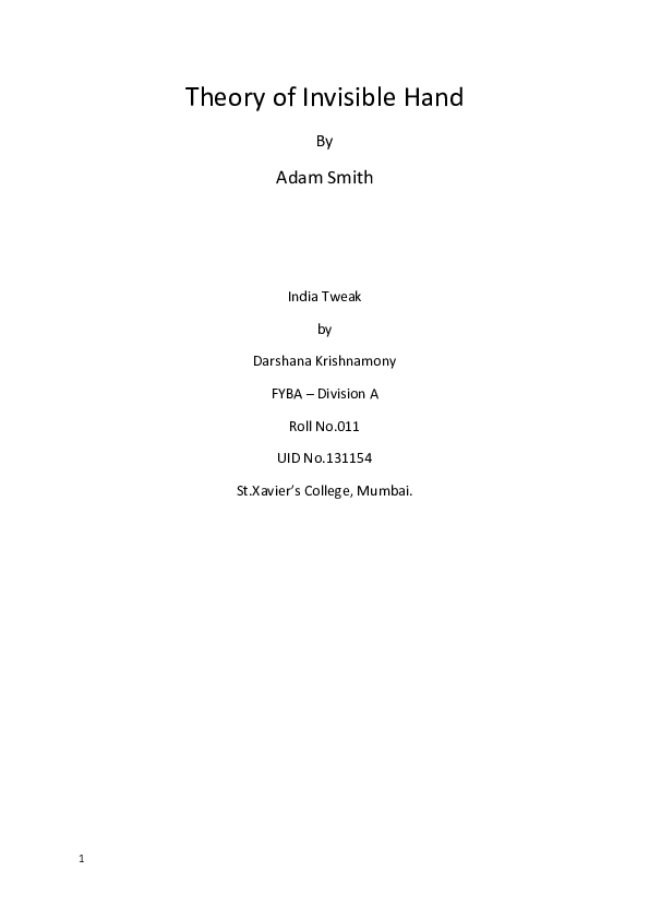 (PDF) Theory of Invisible Hand