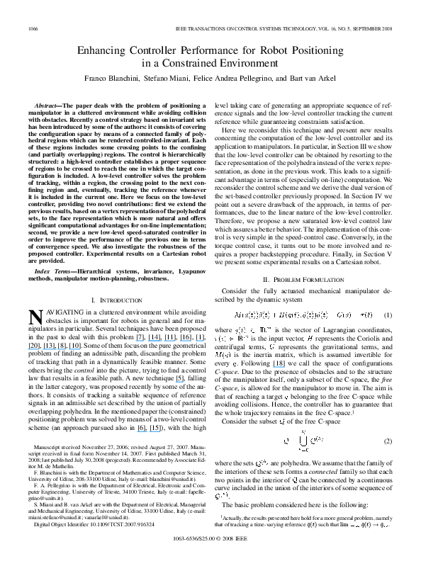 (PDF) Enhancing controller performance for robot positioning in a constrained environment ...
