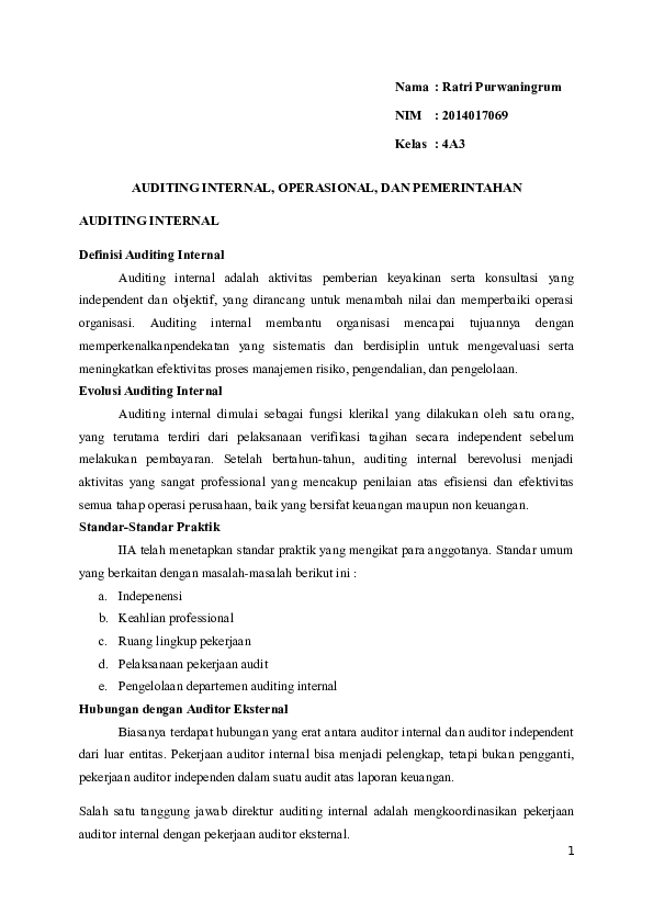 (DOC) INTERNAL AUDIT, AUDIT OPERASIONAL DAN AUDIT KEUANGAN PEMERINTAH