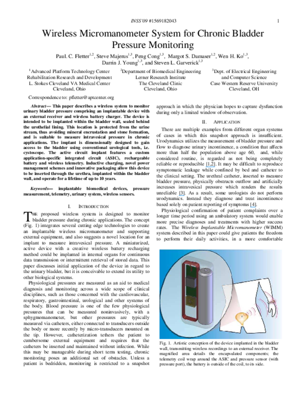 (PDF) Wireless micromanometer system for chronic bladder pressure ...