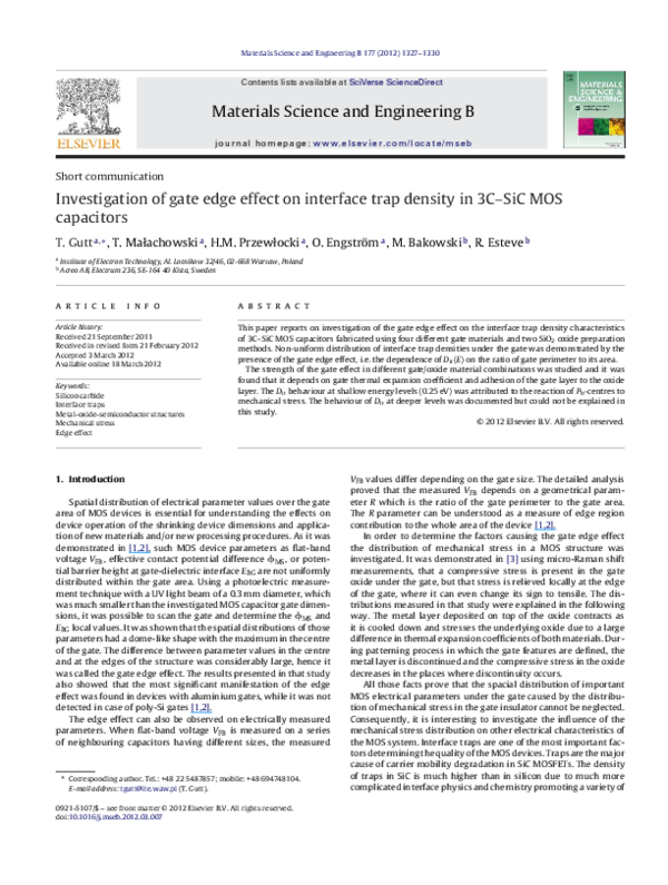 (PDF) Investigation of gate edge effect on interface trap density in 3C ...