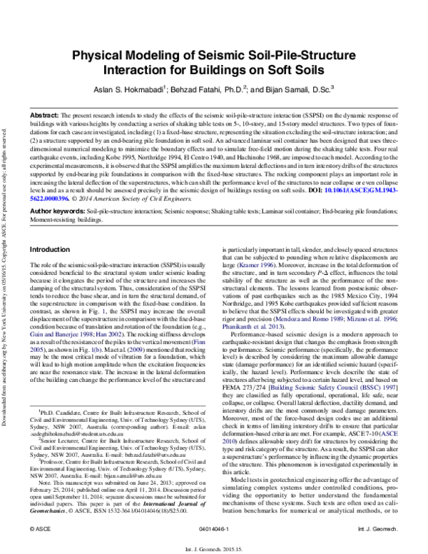 (PDF) Physical Modeling of Seismic Soil-Pile-Structure Interaction for ...