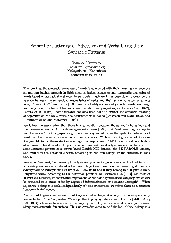 (PDF) Clustering Adjectives and Verbs by Syntax