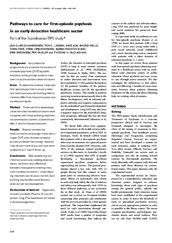 (PDF) Pathways to care for first-episode psychosis Pathways to care for ...