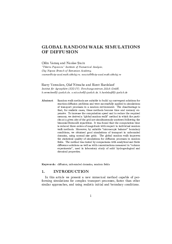 (PDF) Global Random Walk Simulations of Diffusion