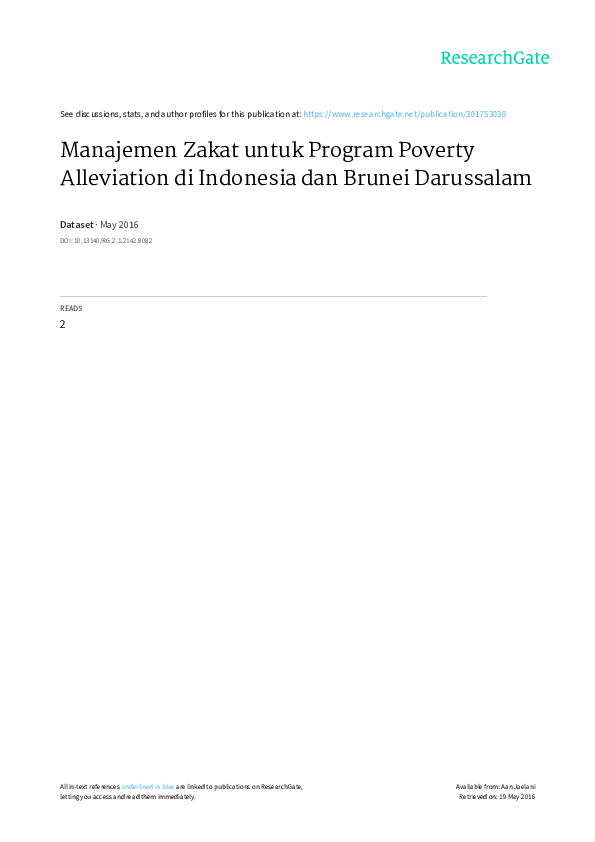 (PDF) Manajemen Zakat untuk Program Poverty Alleviation di Indonesia dan Brunei Darussalam