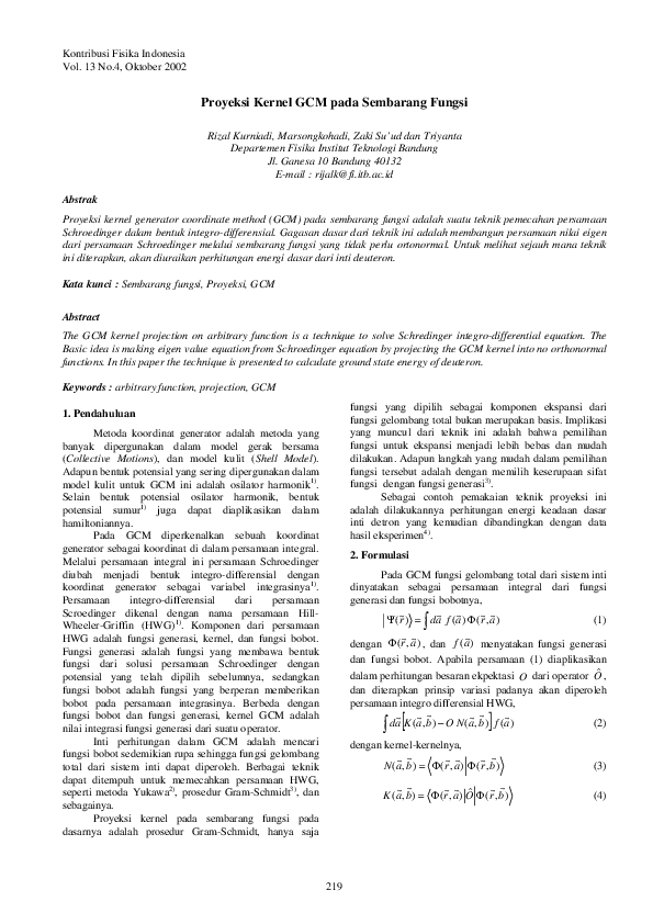 (PDF) Proyeksi Kernel GCM pada Sembarang Fungsi