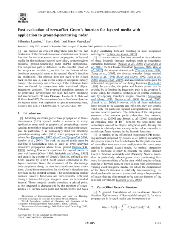 Pdf Fast Evaluation Of Zero Offset Greens Function For Layered Media With Application To