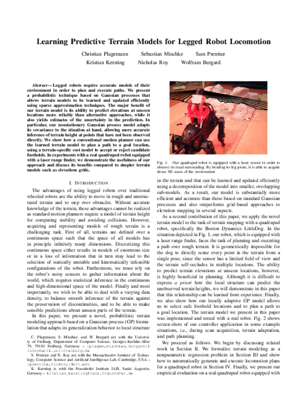 Pdf Learning Predictive Terrain Models For Legged Robot Locomotion