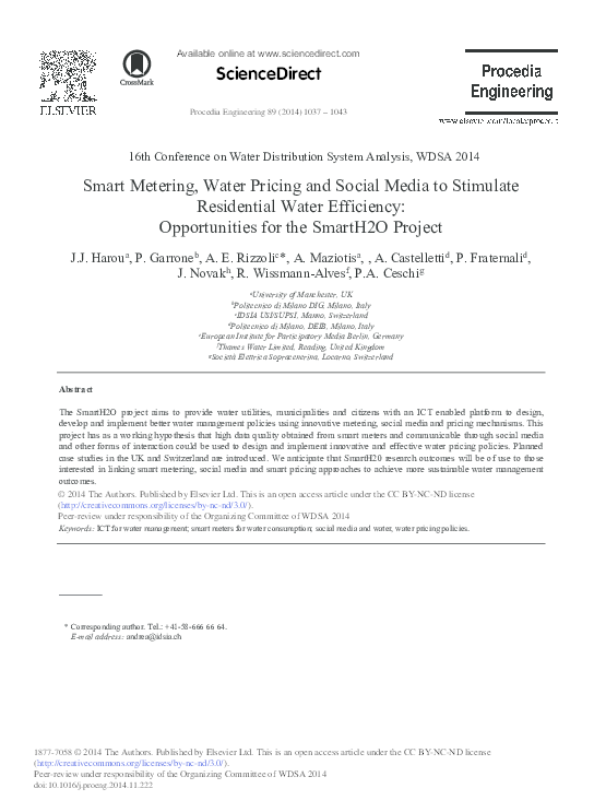 (PDF) Smart Metering, Water Pricing and Social Media to Stimulate ...