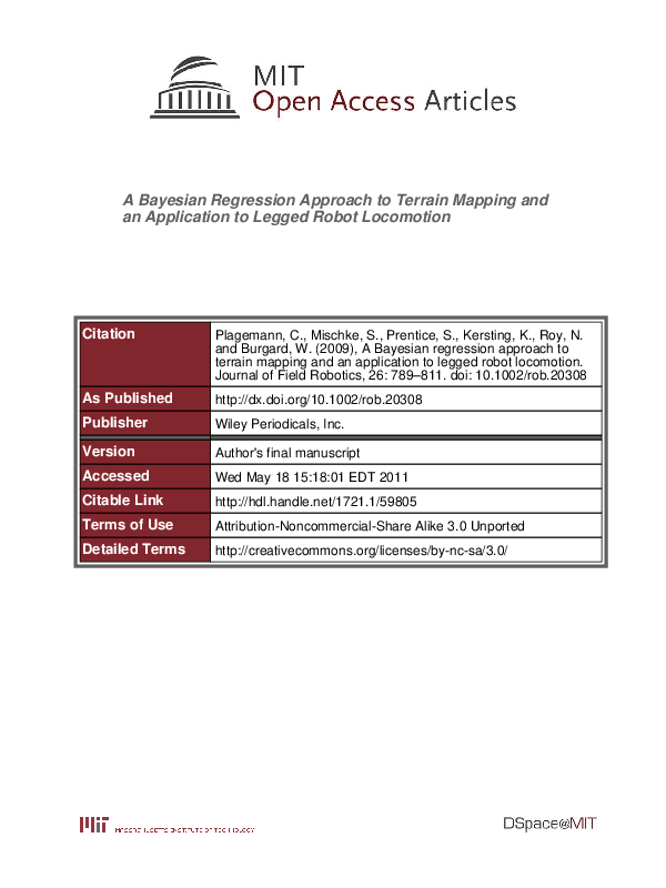 Pdf A Bayesian Regression Approach To Terrain Mapping And An