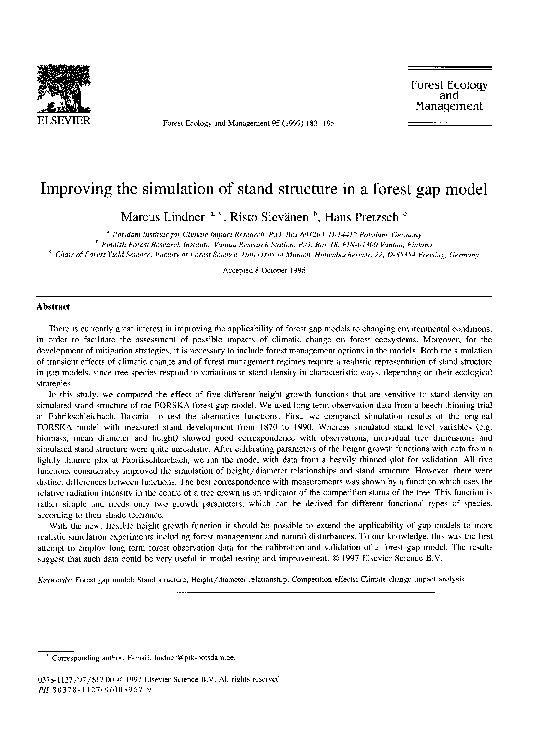 (PDF) Improving the simulation of stand structure in a forest gap model