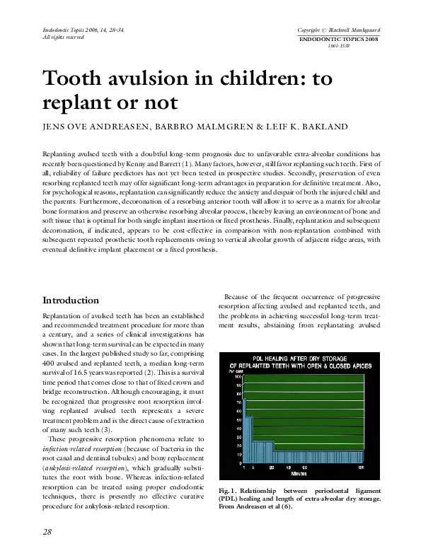 (PDF) Tooth avulsion in children: to replant or not