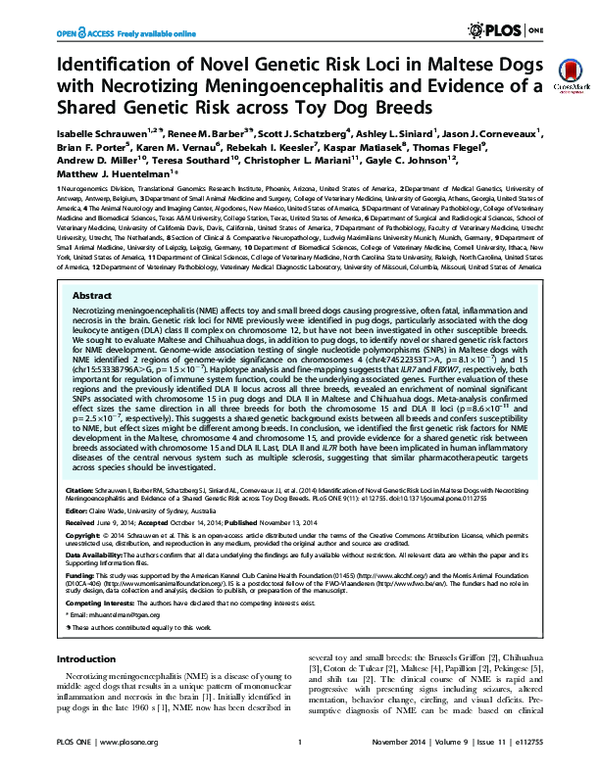 (PDF) Identification of novel genetic risk loci in Maltese dogs with ...