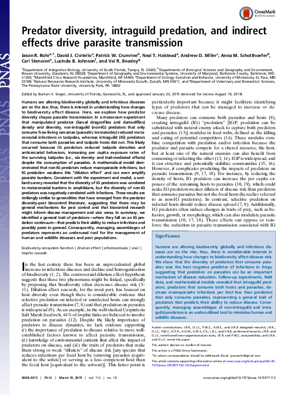 Pdf Predator Diversity Intraguild Predation And Indirect Effects
