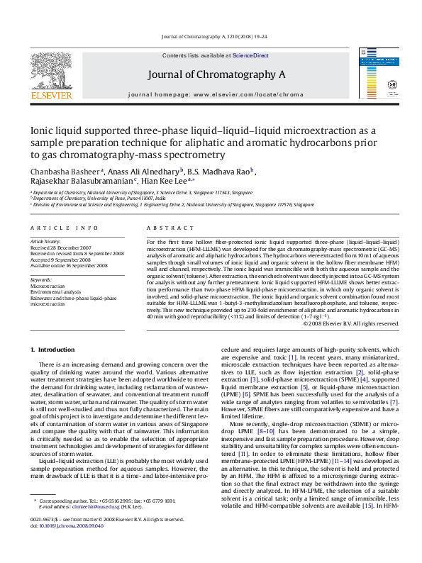 (PDF) Ionic liquid supported three-phase liquid–liquid–liquid ...