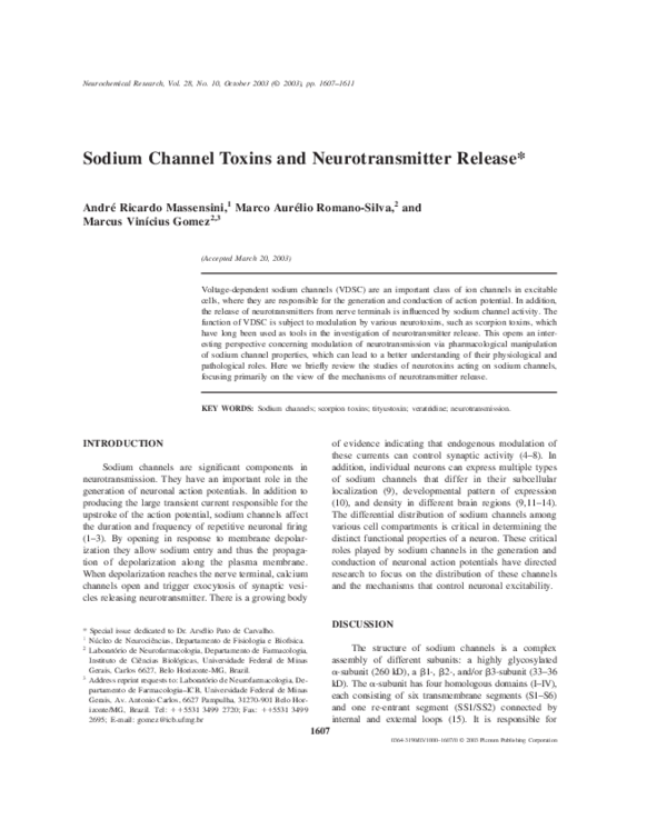 (PDF) Sodium channel toxins and neurotransmitter release