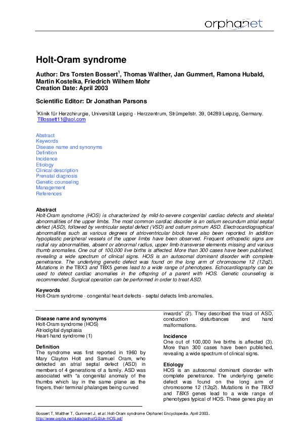 (PDF) Holt-Oram syndrome
