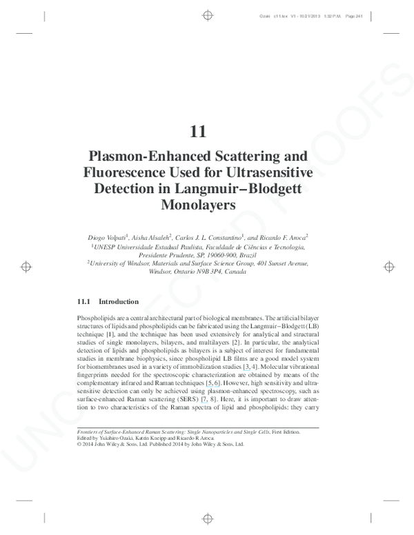 (PDF) Plasmon-Enhanced Scattering and Fluorescence Used for Ultrasensitive Detection in Langmuir ...