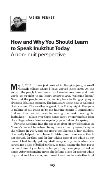 (PDF) How and Why You Should Learn to Speak Inuktitut Today. A non ...
