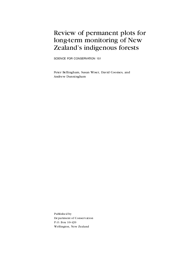 (PDF) Review of Permanent Plots for Long-term Monitoring of New Zealand ...