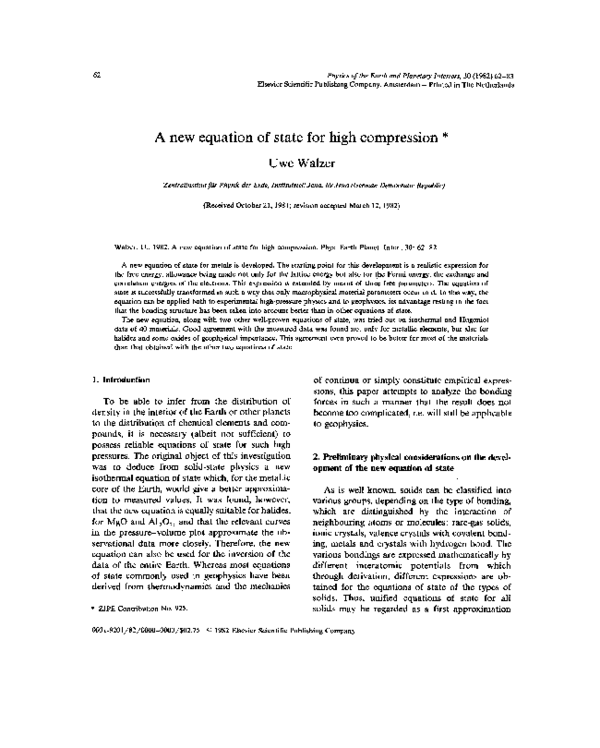 (PDF) A new equation of state for high compression
