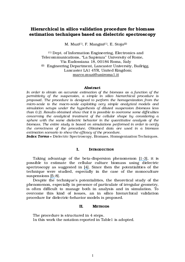 Pdf Hierarchical In Silico Validation Procedure For Biomass