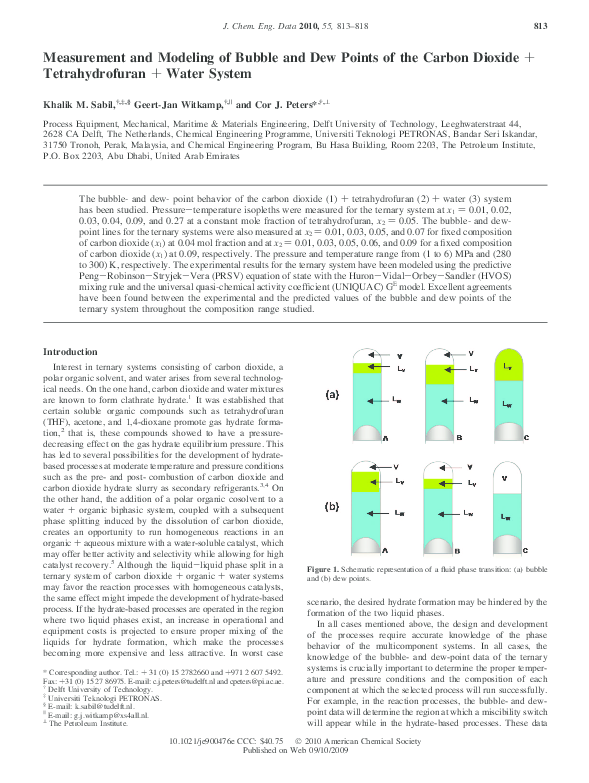 (PDF) Measurement and Modeling of Bubble and Dew Points of the Carbon ...