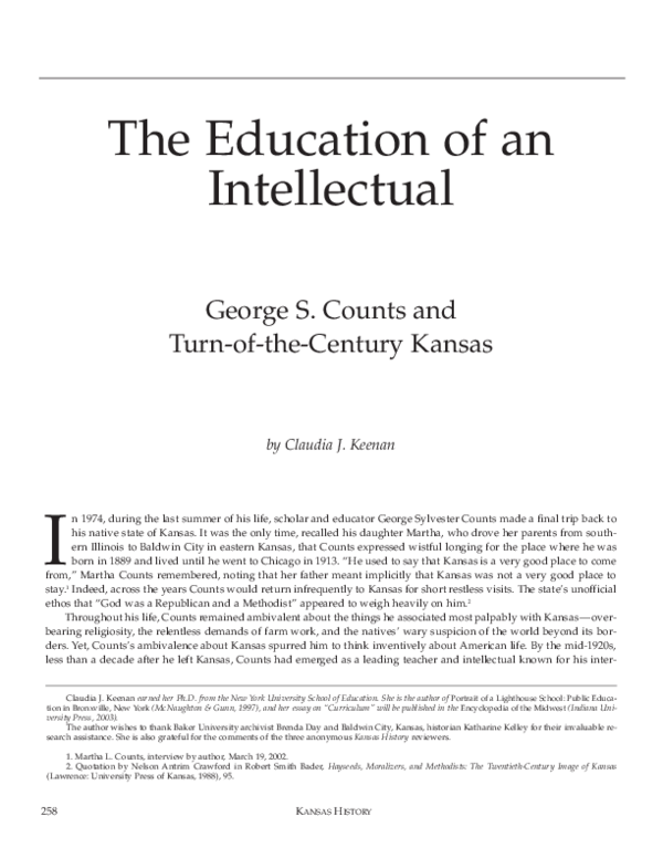 (PDF) The Education of an Intellectual: George S. Counts and Turn of ...