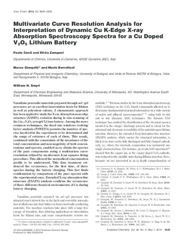 (PDF) Multivariate Curve Resolution Analysis for Interpretation of Dynamic Cu K-Edge X-ray ...