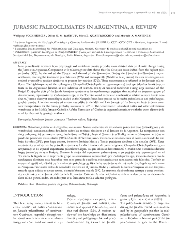 (PDF) Paleoclimas jurásicos en la Argentina, una revisión | Oliver ...