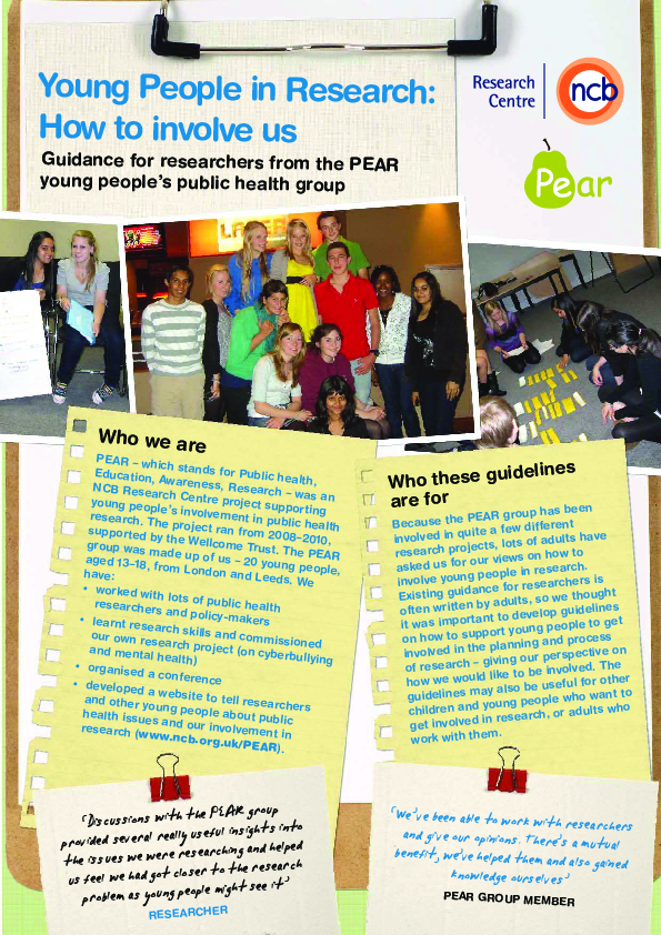 (PDF) Young People in Research: How to involve us. Guidance for ...