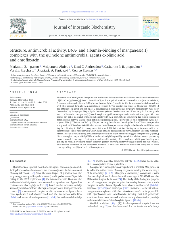 (PDF) Mn(II) complexes with sulfonamides as ligands | Maria Fernanda Villa - Academia.edu