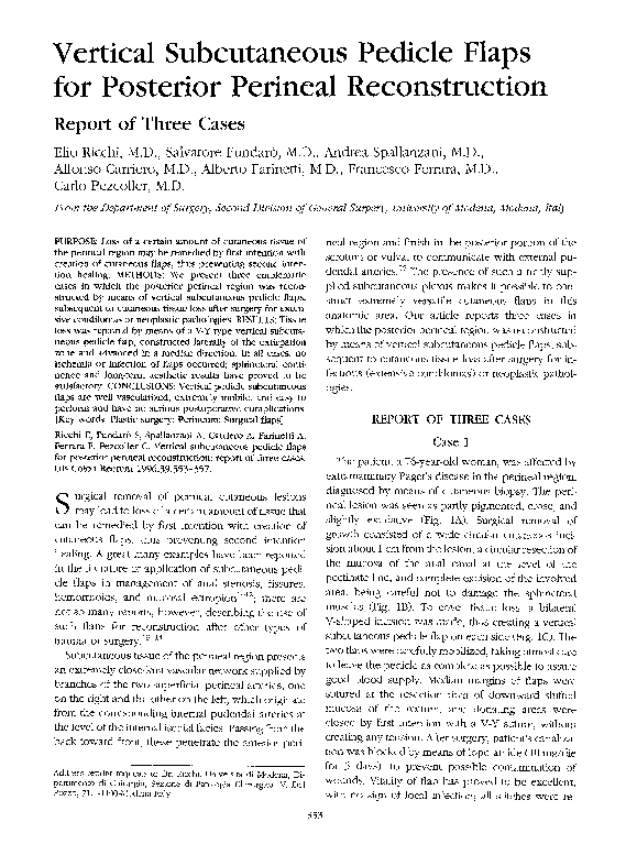 (PDF) Vertical subcutaneous pedicle flaps for posterior perineal ...