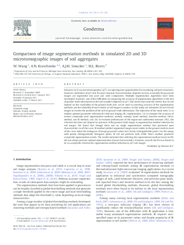 Pdf Comparison Of Image Segmentation Methods In Simulated 2d And 3d