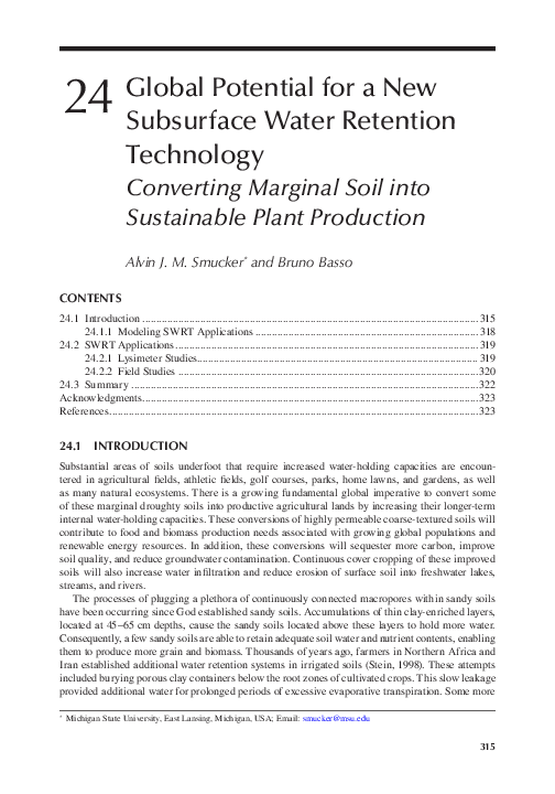 (PDF) Global Potential for a New Subsurface Water Retention Technology