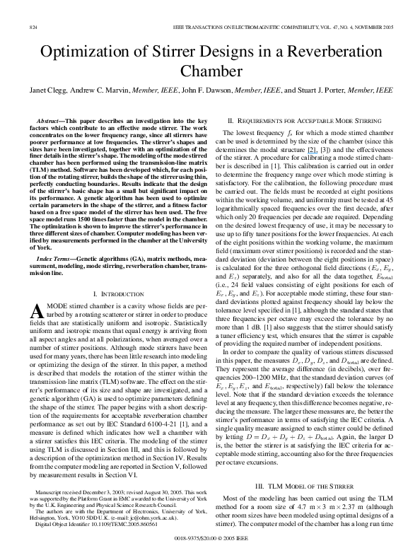(PDF) Optimization of Stirrer Designs in a Reverberation Chamber